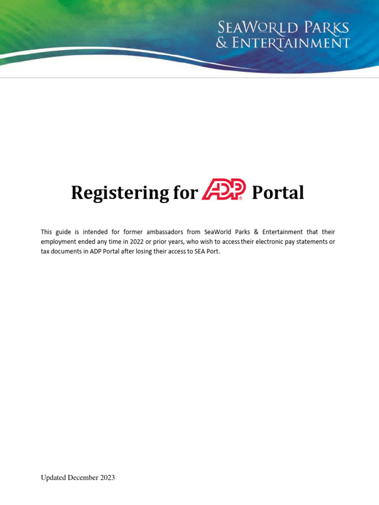 Registering For ADP Portal - 2023 | PDF | Password | Login