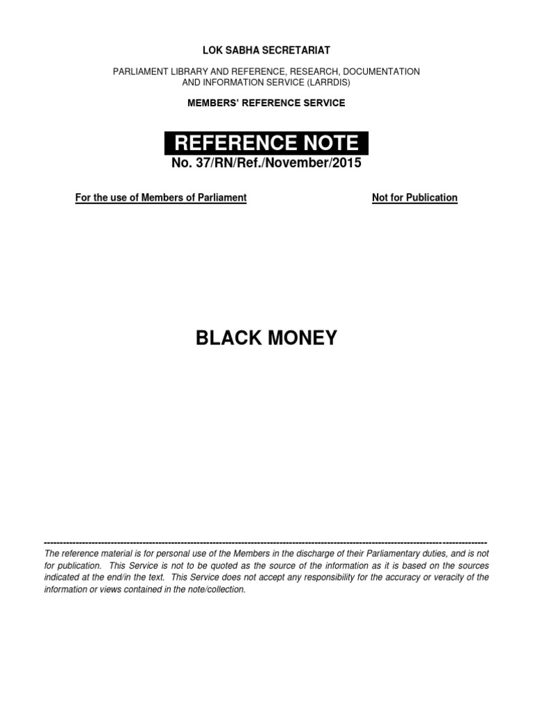 BLACK MONEY Project | Download Free PDF | Indian Black Money | Taxes