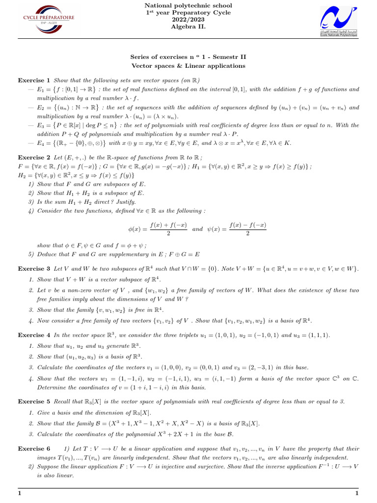 TD-Vector Space | PDF | Basis (Linear Algebra) | Vector Space