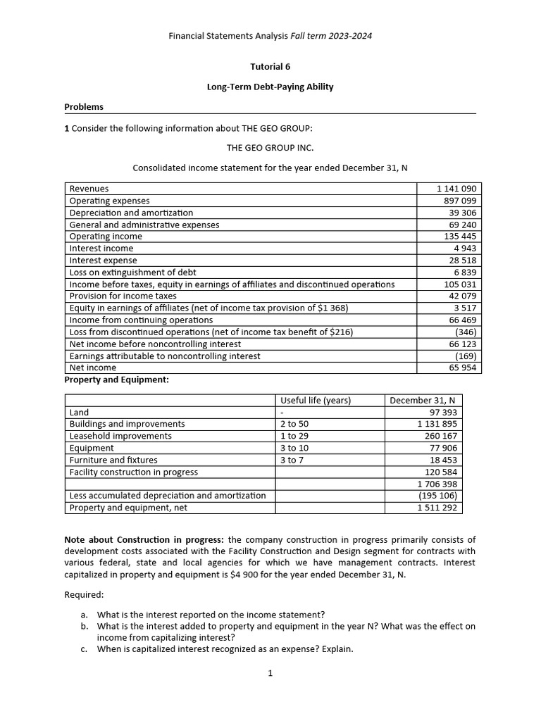 FSA - Tutorial 6-Fall 2023 With Solutions | PDF | Balance Sheet ...