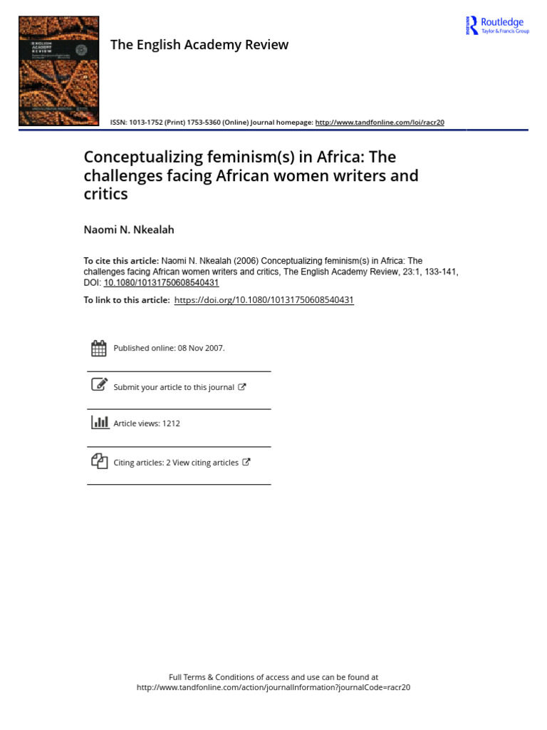 Feminism in African Literature Challenges | PDF | Feminism | Gender Studies