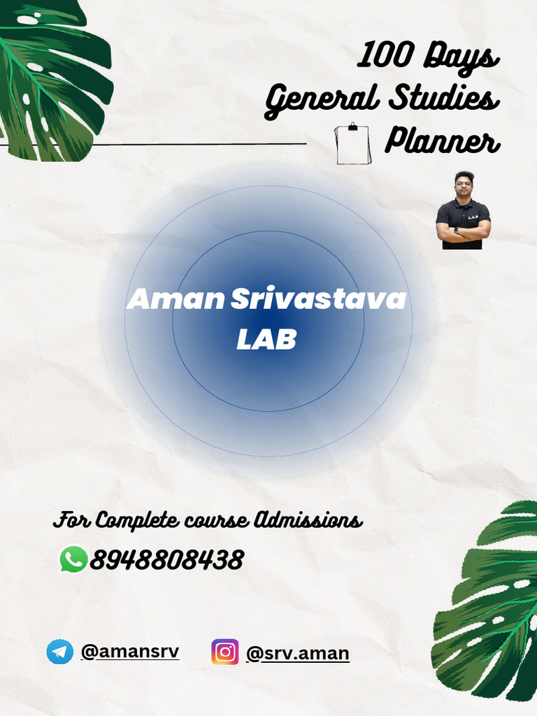 100 Days General Studies Planner: Aman Srivastava LAB | PDF | Earth ...