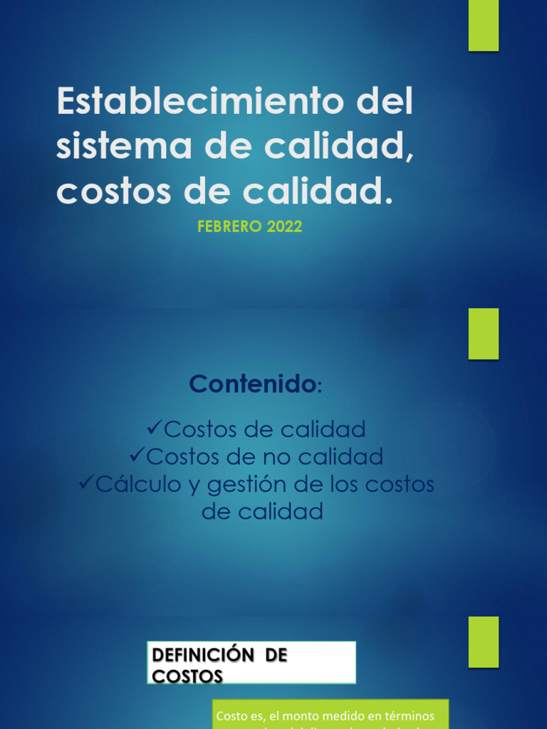Costos de Calidad: Definición y Gestión | PDF | Calidad (comercial ...