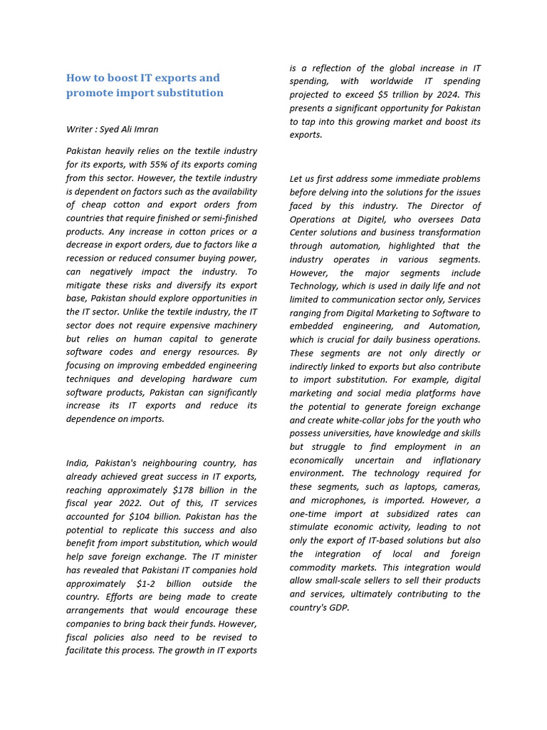 How To Boost IT Exports and Promote Import Substitution | PDF | Subsidy ...