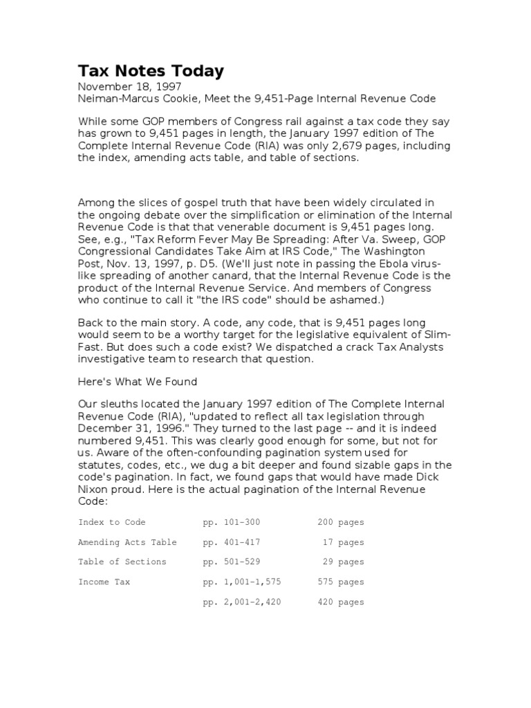 Tax Notes Today | PDF | Internal Revenue Code | Internal Revenue Service