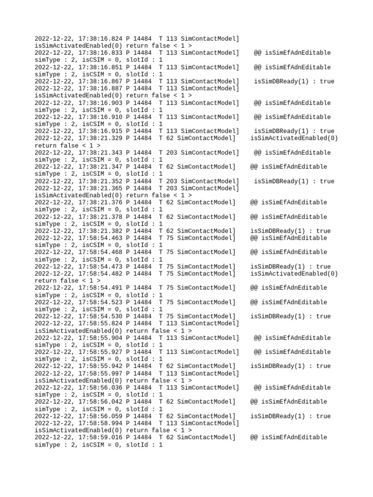 SIM Contact Model Log Analysis | PDF