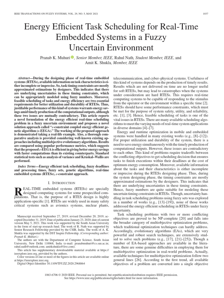 Energy Efficient Task Scheduling For Real-Time Embedded Systems | PDF | Applied Mathematics ...