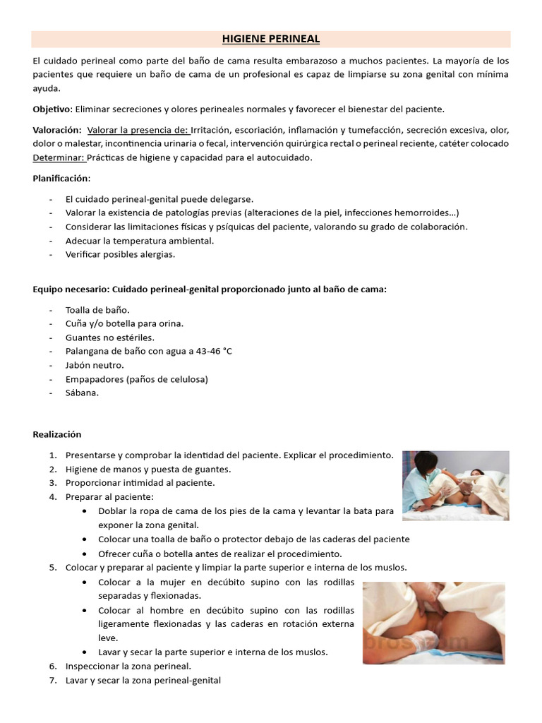 Cuidado Perineal: Guía de Higiene y Procedimientos | PDF | Labios ...