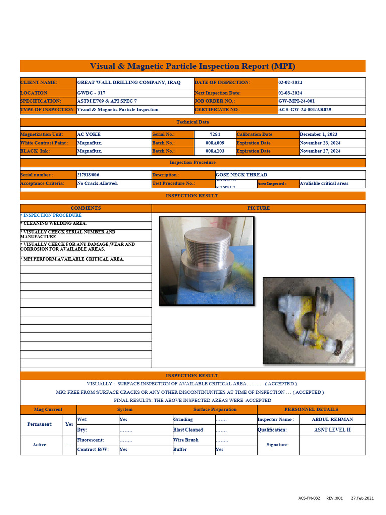 ACS GW 24 001 AR029 Gose Neck Thread | PDF | Materials Science ...