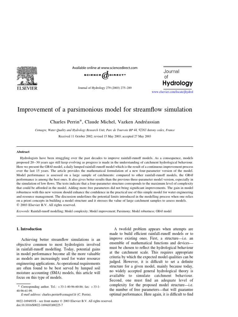 Improvement of A Parsimonious Model For Streamflow Simulation | PDF