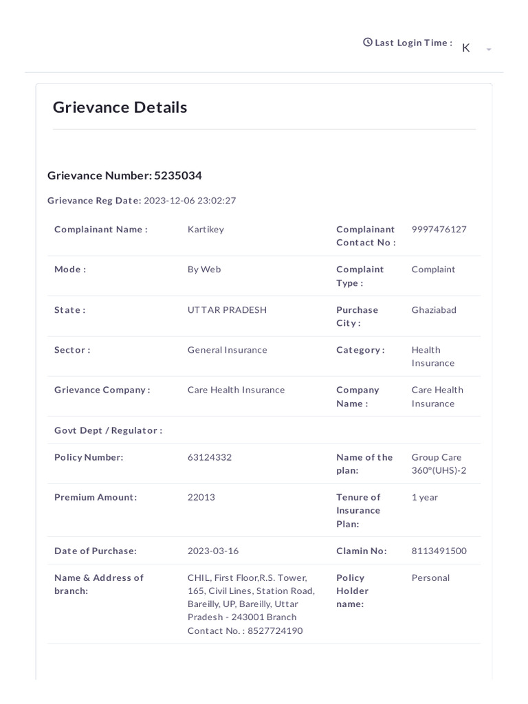 Grievance Details | PDF