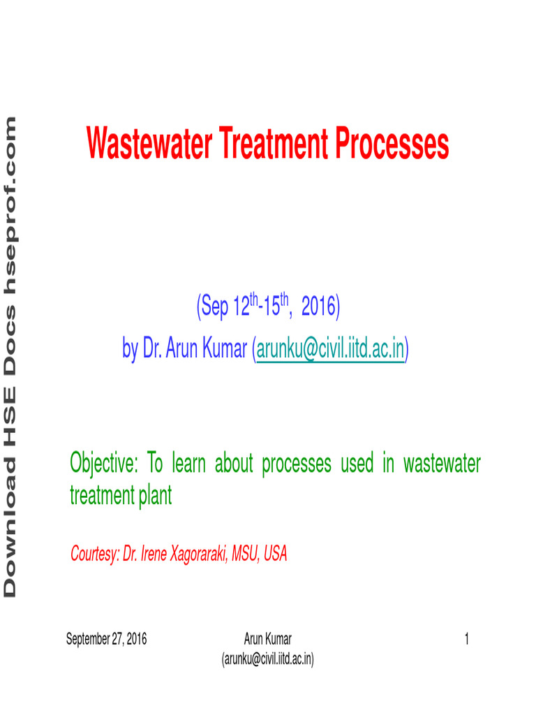 Waste Water Treatment Process | PDF | Sewage Treatment | Waste ...