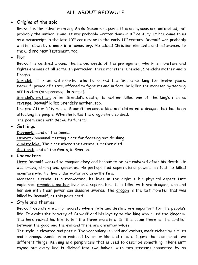 All About Beowulf | PDF | Beowulf | English Heroic Legends