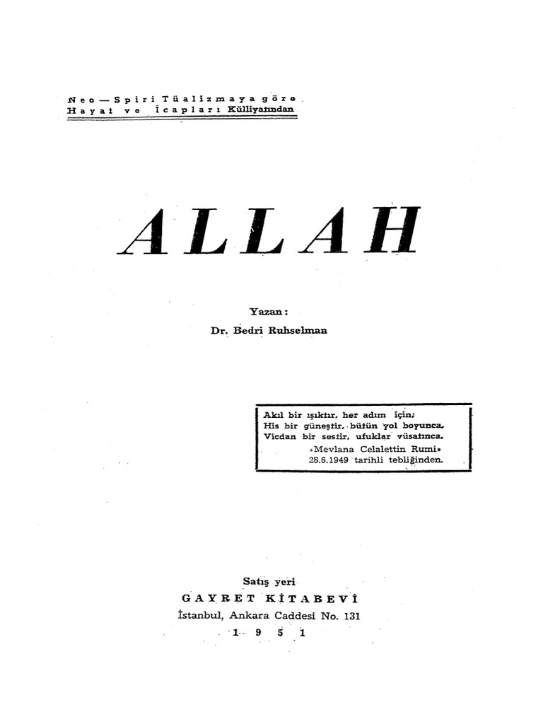 Bedri Ruhselman - Allah 1951 | PDF
