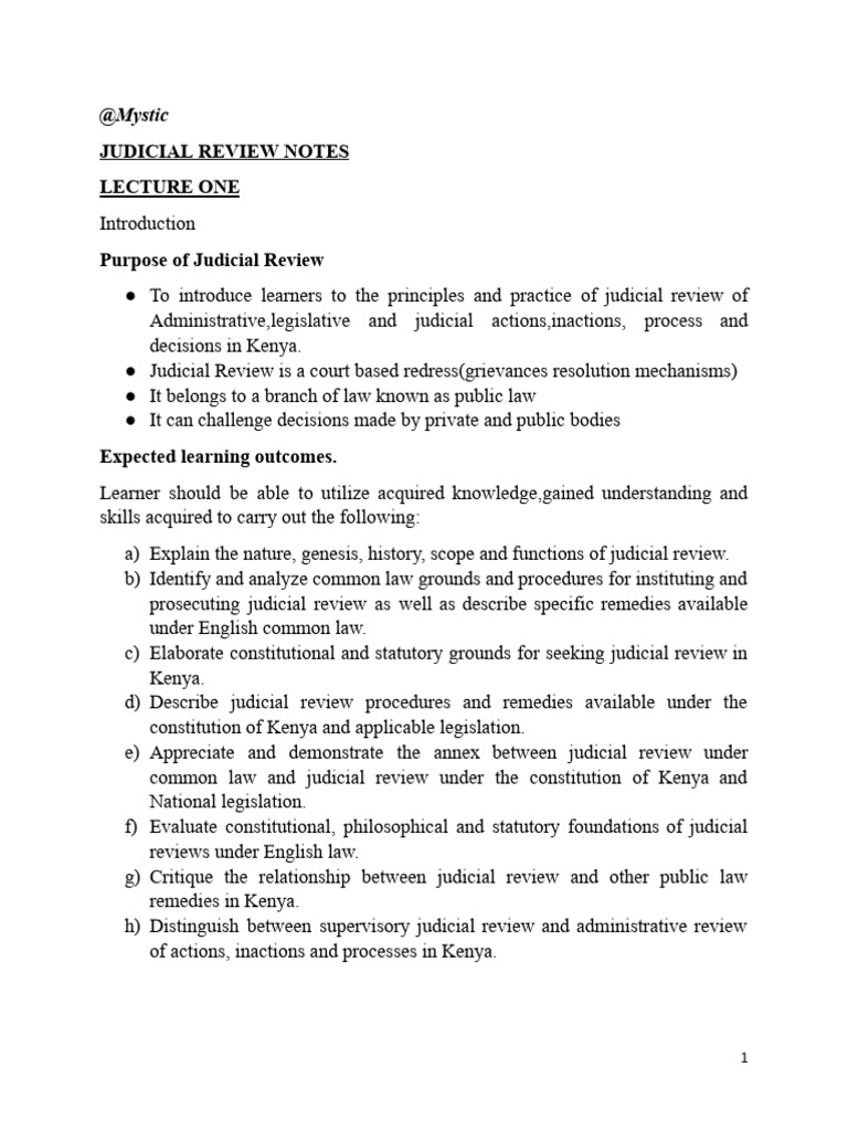 Judicial Review Notes Final-1 | Download Free PDF | Judicial Review ...