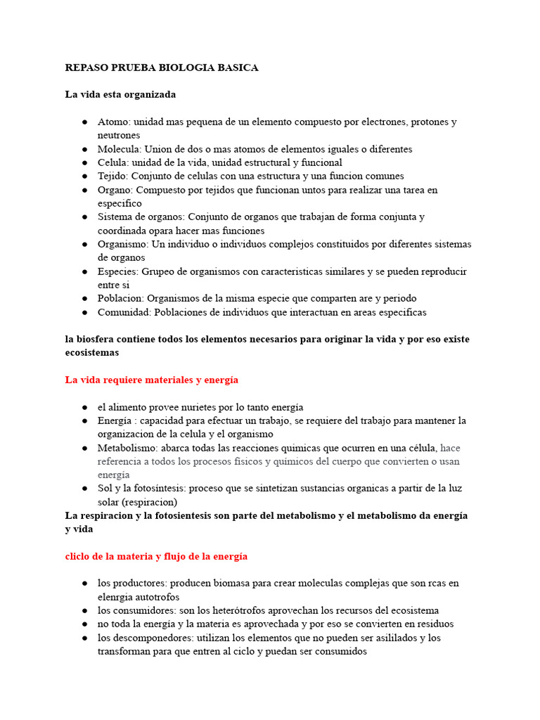 REPASO PRUEBA BIOLOGIA BASICA - Documentos de Google | PDF | Dominancia (Genética) | Alelo