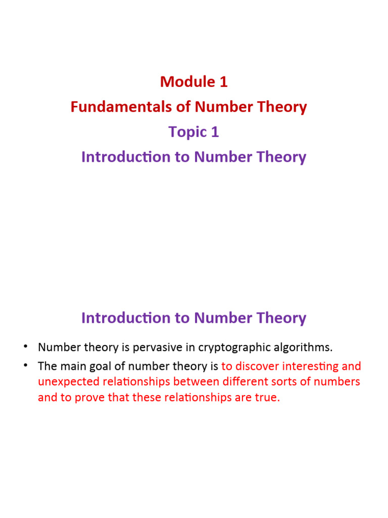3-Introduction to NT, Modu. Arith & Congruence-09!01!2024 | PDF | Numbers | Integer