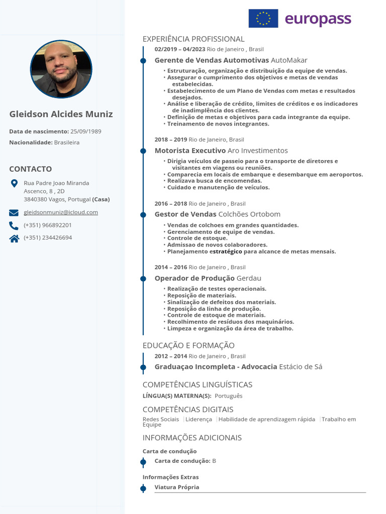 Modelo Curriculo Europeu 2 | PDF | Brasil | Rio de Janeiro