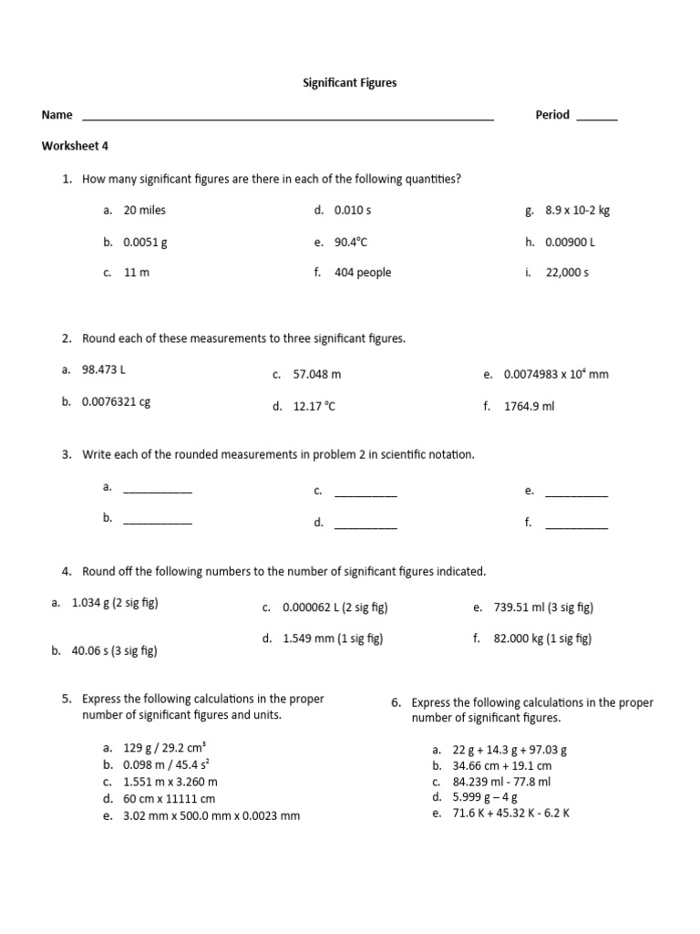 GenChem 1 - Worksheet 4 5 | PDF | Significant Figures | Litre