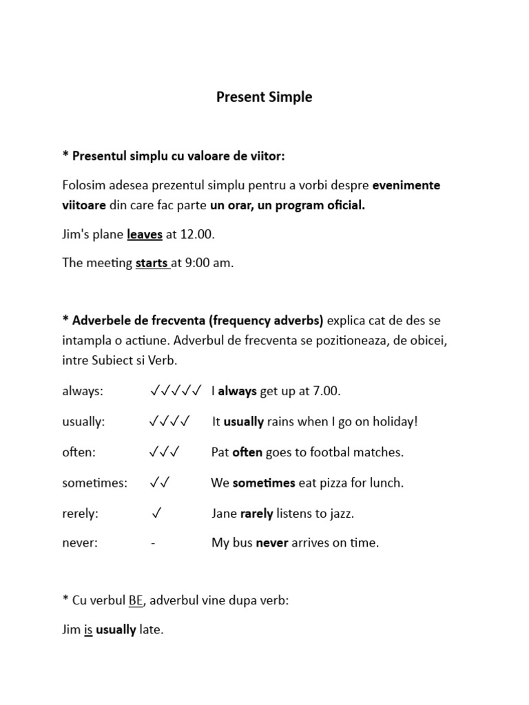 Present Simple Exercises | PDF | Linguistics