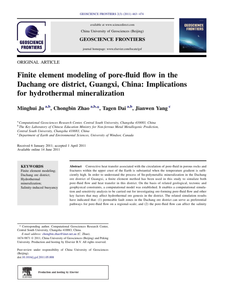 Finite Element Modeling of Pore Fluid Flow in The Dachang Ore 2011 ...