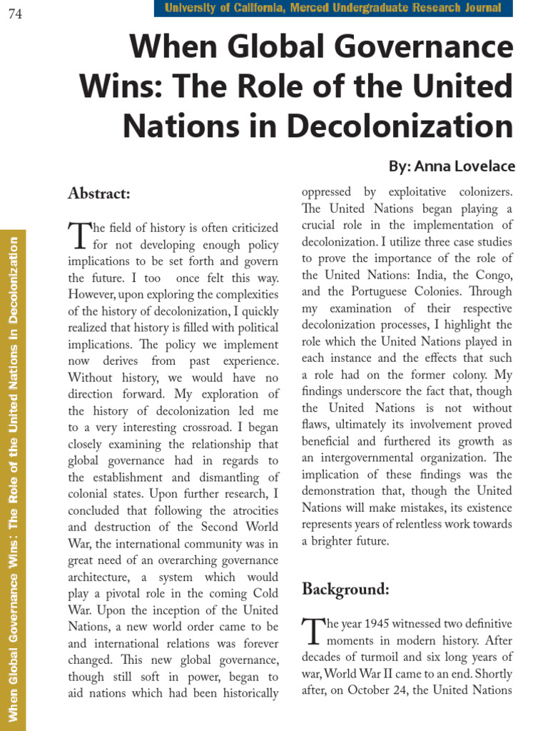 When Global Governance Wins - The Role of The United Nations in ...