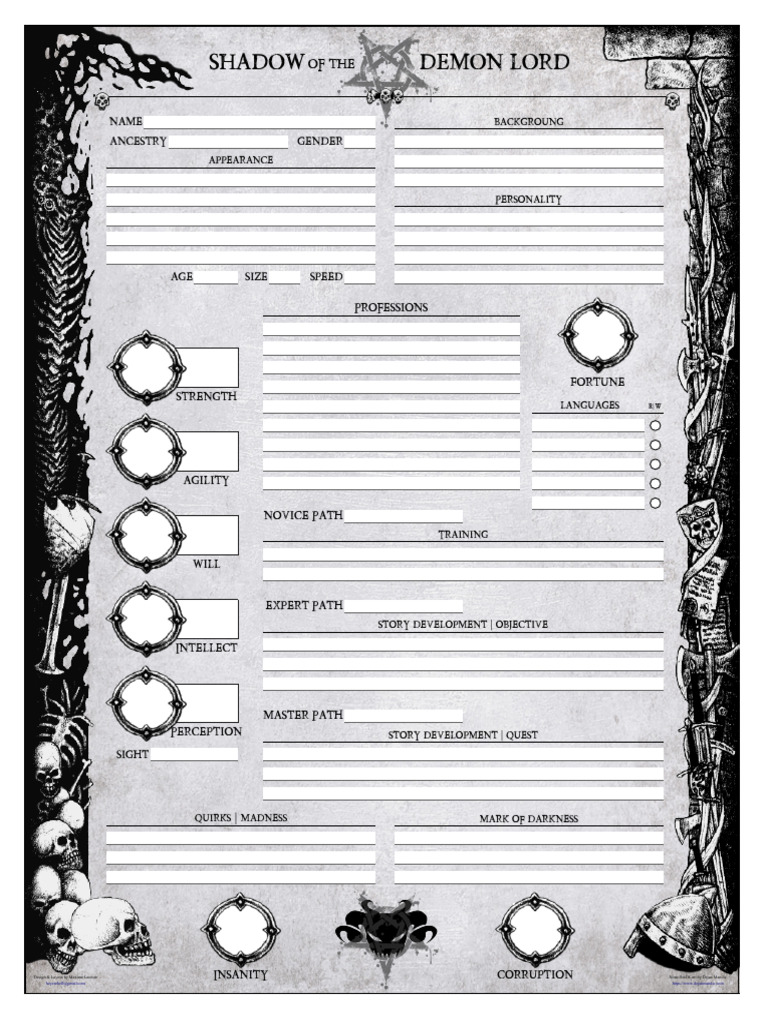 SotDL Character Sheet Fillable | PDF | Role Playing Games | Gaming