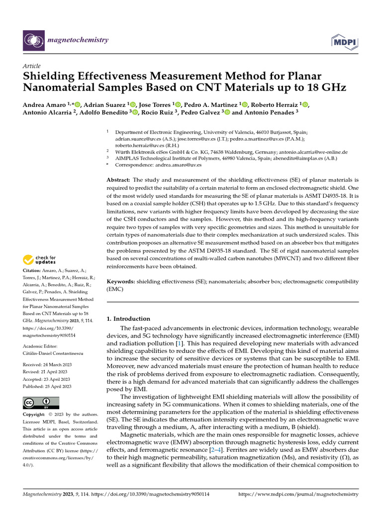 Shielding Effectiveness Measurement Method For Pla | PDF | Composite ...