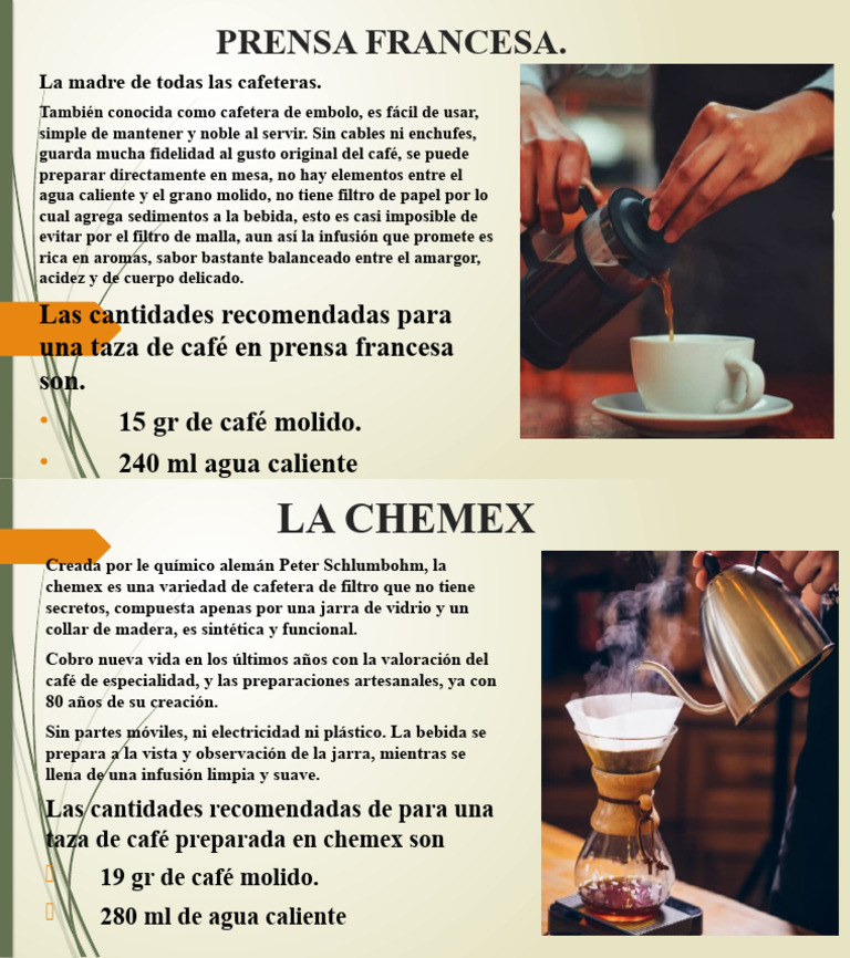 Cafeteras: Prensa Francesa y Chemex | PDF | Cocina, comidas y vino | Salud y bienestar