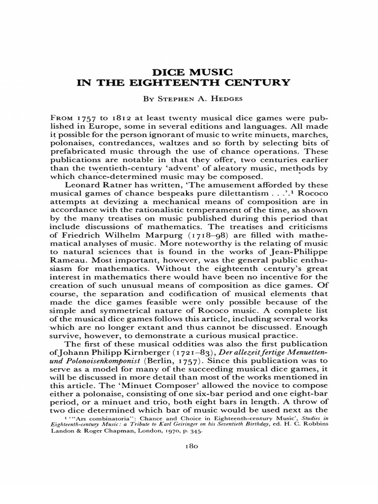 Dice Music in The Eighteenth Century | PDF | Wolfgang Amadeus Mozart ...