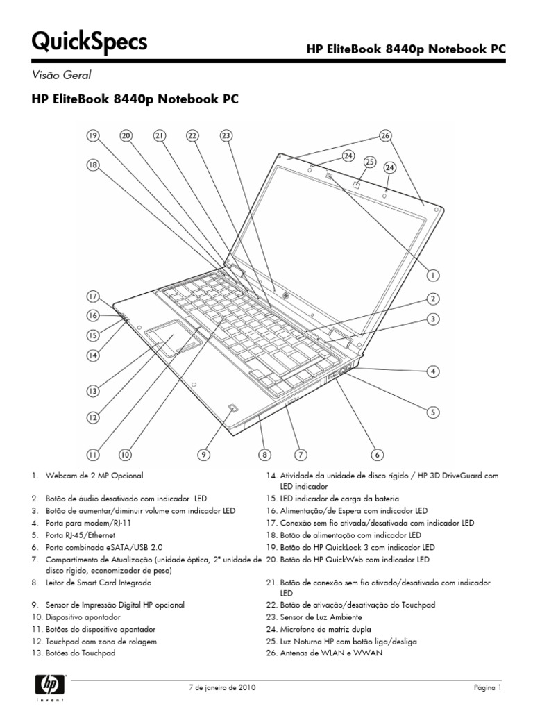 HP Elitebook 8440p Notebook PC | PDF | Windows Vista | Wi-Fi