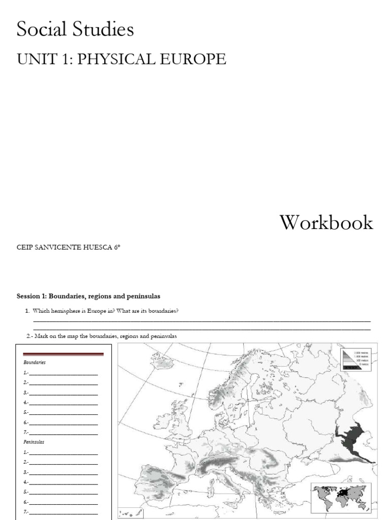 Social Studies Workbook Uni 1: Physical Europe | PDF | Europe | Climate