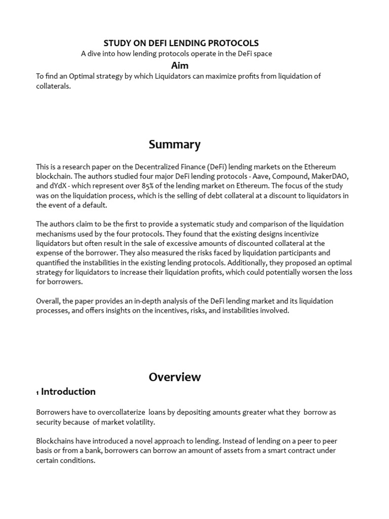 Defi Lending Protocols | PDF | Loans | Debt