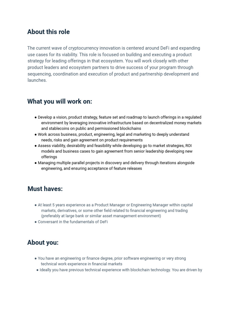 Venus - Senior Product Manager - DeFi Protocol | PDF