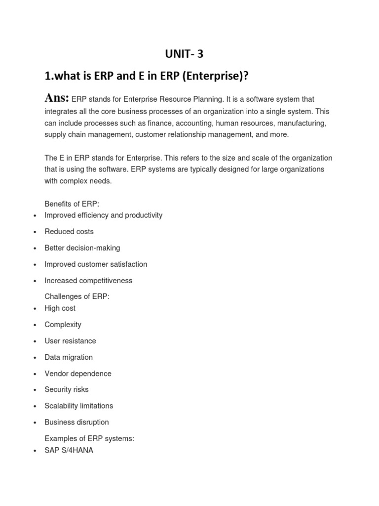 Erp Unit-3 | PDF | Enterprise Resource Planning | Cloud Computing