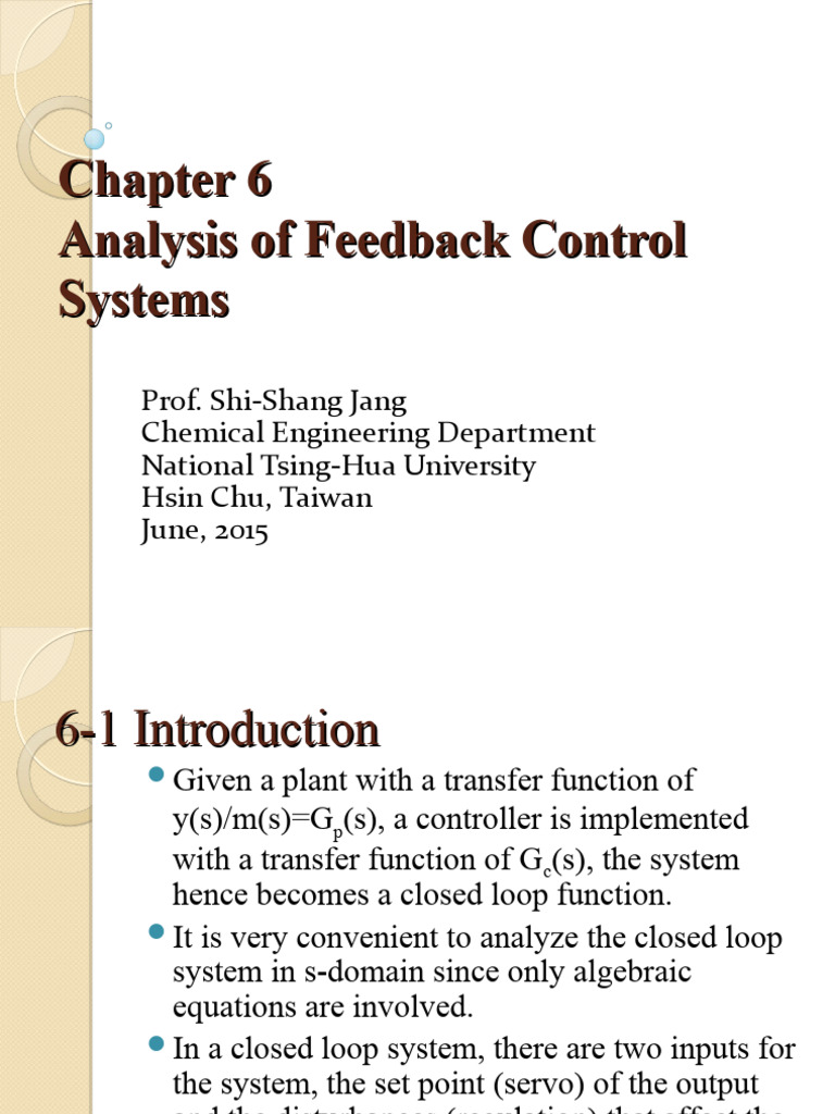 Chapter 6 Analysis of Feedback Control Systems | PDF | Control Theory ...