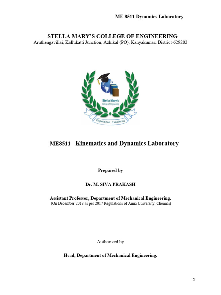 DOM Lab Manual Regulation 2017 | PDF | Engineering | Mechanical Engineering