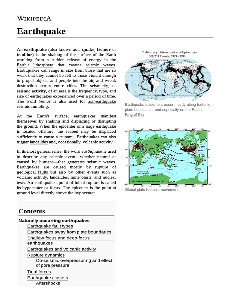 Earthquake Pdf Earthquakes Fault Geology