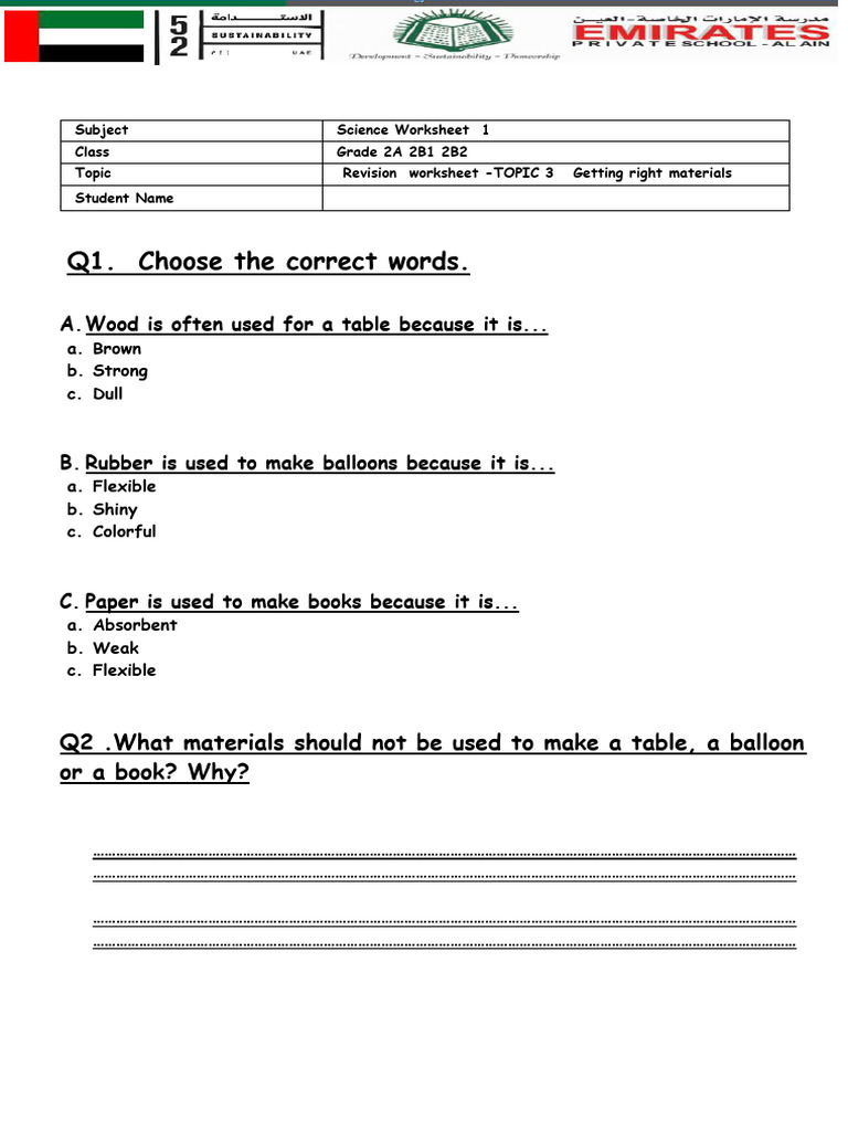 (Revision worksheet grade 2 Topic 3 ) | PDF