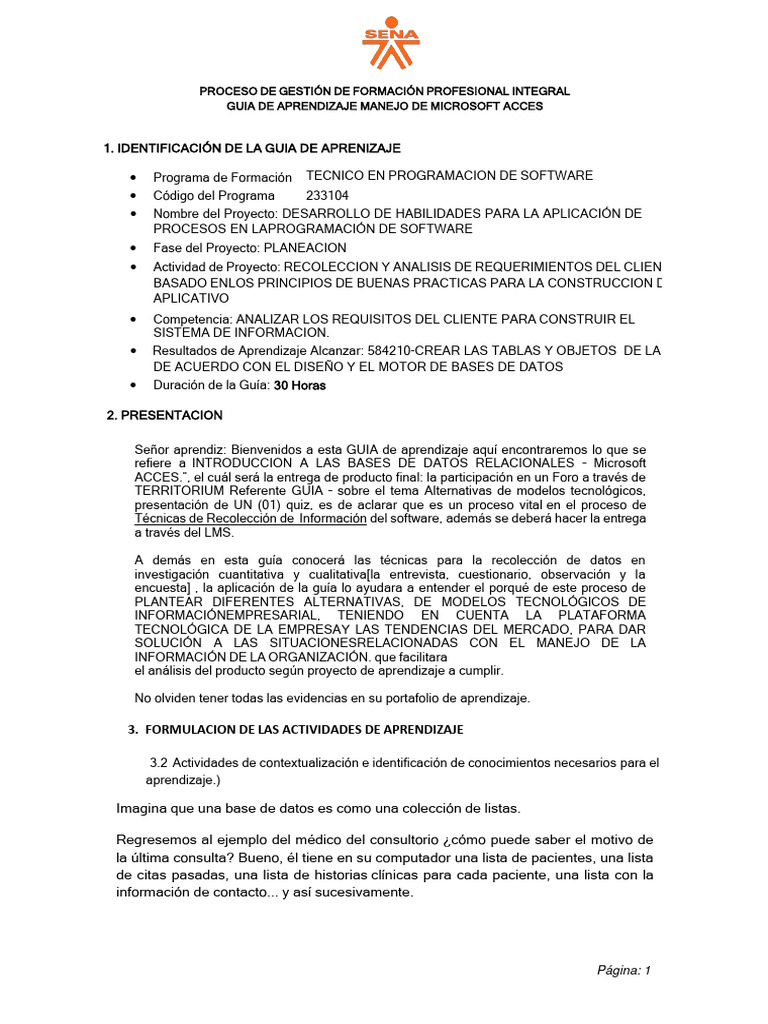 GUIAnTALLERnEJERCICIOSnACCES 25656a2aedb0a8b | PDF | Software | Bases de datos