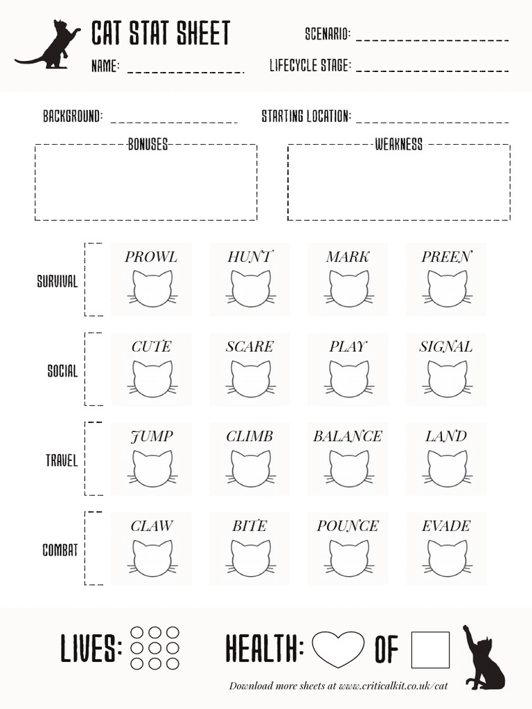 Cat Stat Sheet and Growth Chart | PDF