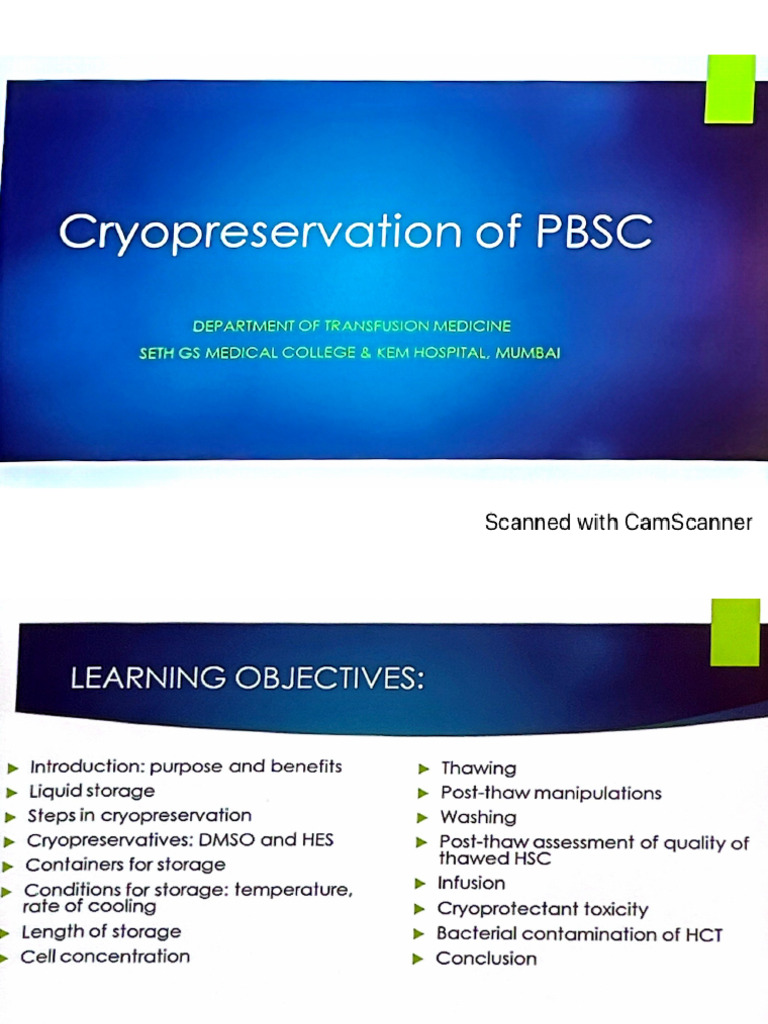 Cryopreservation of PBSC | PDF