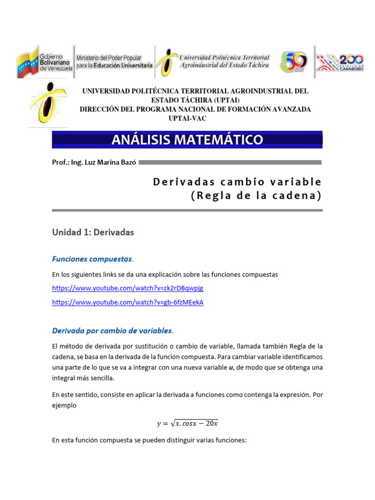 03 Derivadas Cambio Variable | PDF | Métodos y materiales de enseñanza