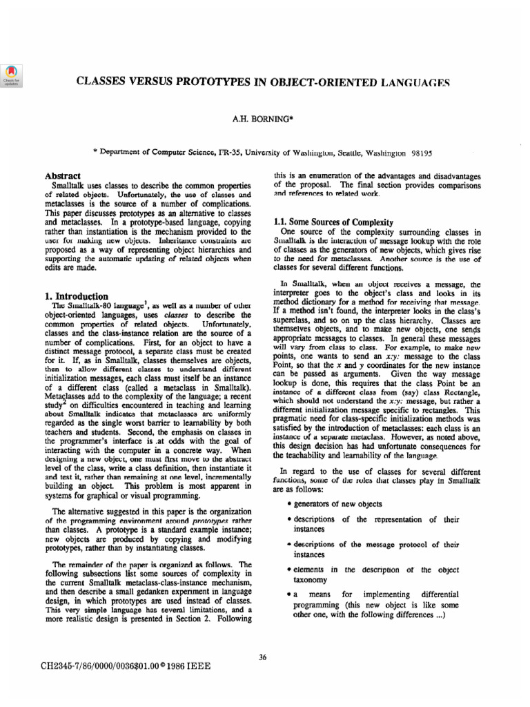 Classes Versus Prototypes in Object-Oriented Languages | PDF | Class ... Classes Versus Prototypes in Object-Oriented Languages | PDF | Class ...