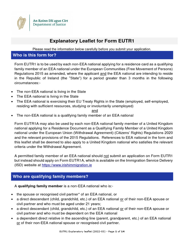 Datos para Acompelformularioexplanatory Leaflet For Form Eutr1 | PDF | Family | European ...