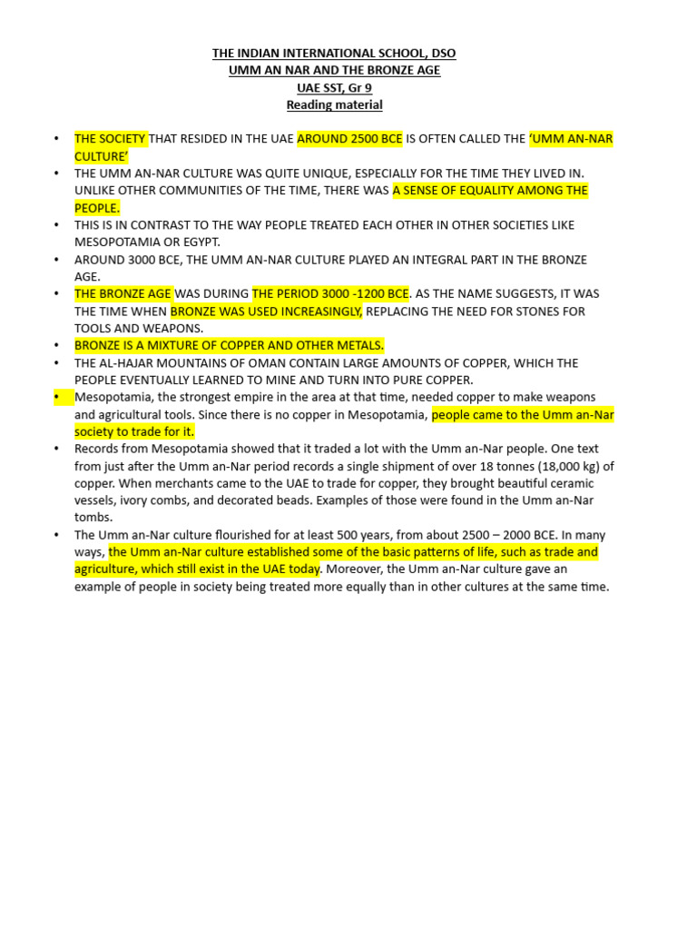 Grade 9: Umm an-Nar Culture | PDF | Travel | History