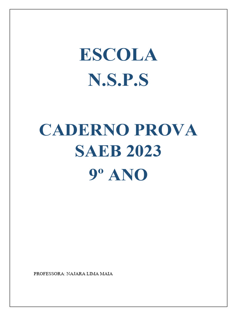 Caderno Prova SAEB 9º Ano 2023 | PDF | Temperatura | Juros