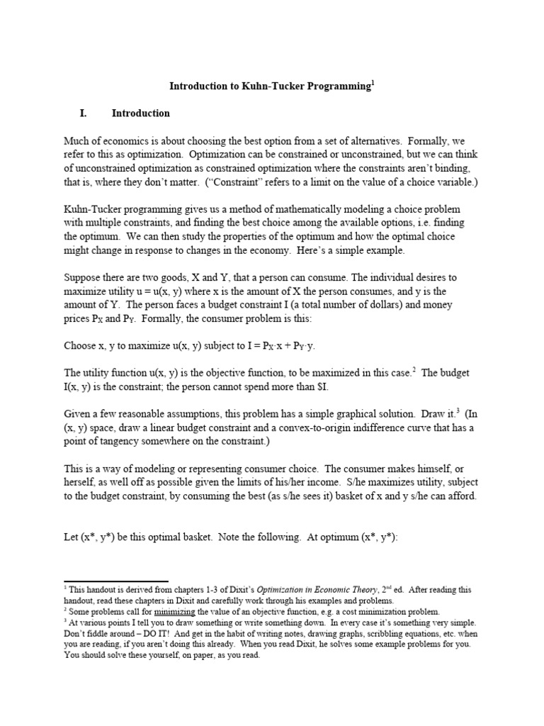 Econ 464 Math Econ Handout 1-1 | PDF | Mathematical Optimization | Analysis