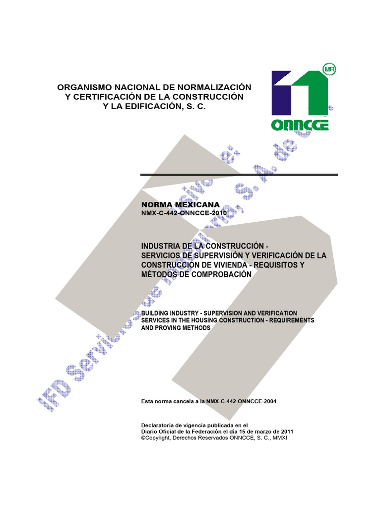 NMX-C-442-ONNCCE-2010 | PDF | Laboratorios | Calidad (comercial)