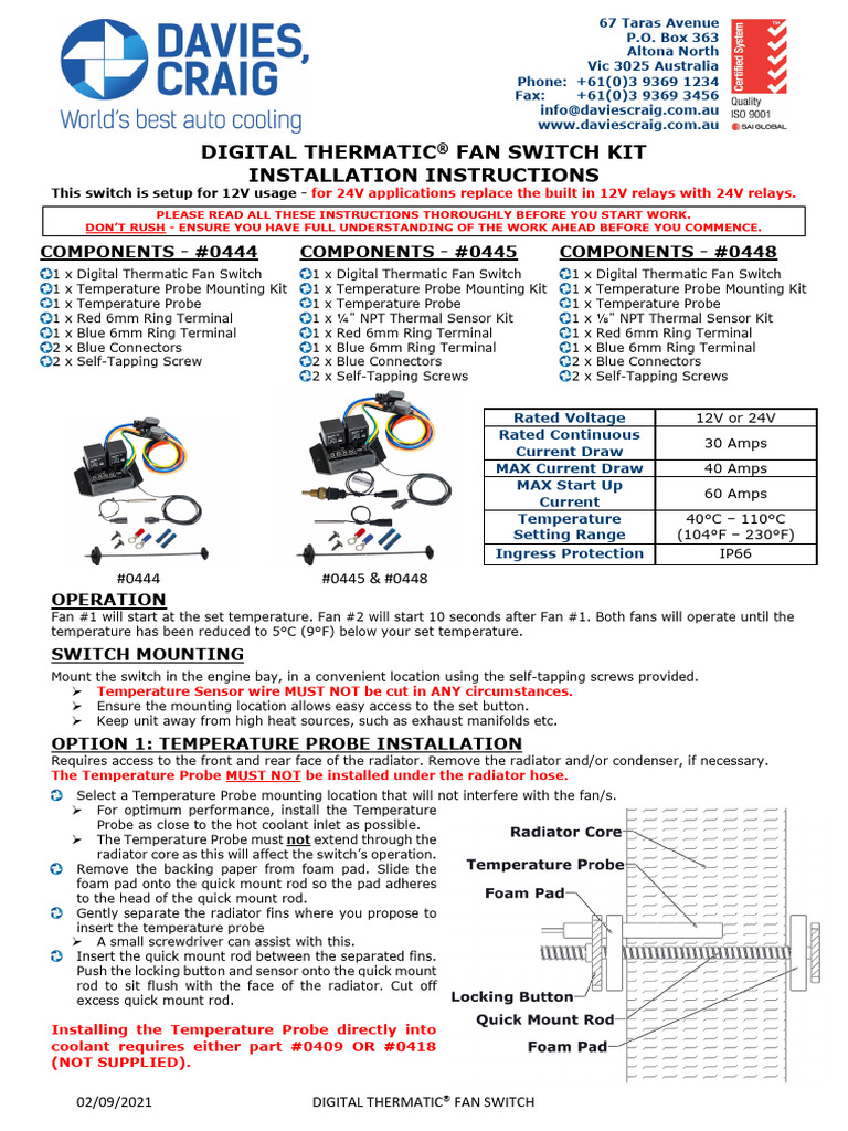 Twin Thermo Wiring | PDF | Radiator | Components
